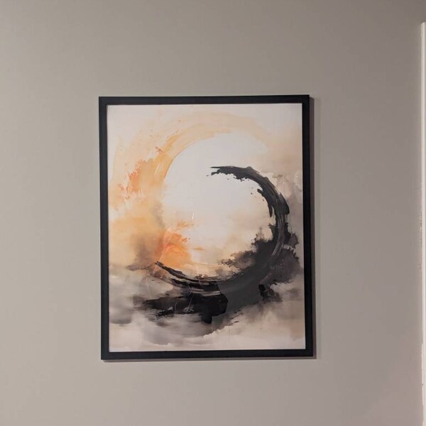Zen Circle, Enso Circle, Enso Wave, Zen Wall Art, Neutral Abstract Art ...
