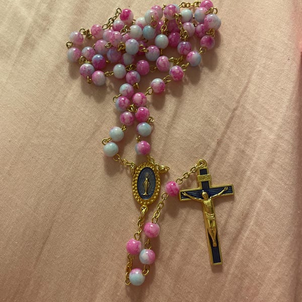 Red Lume Rosary Bracelet With Miraculous Virgin Medal - Etsy