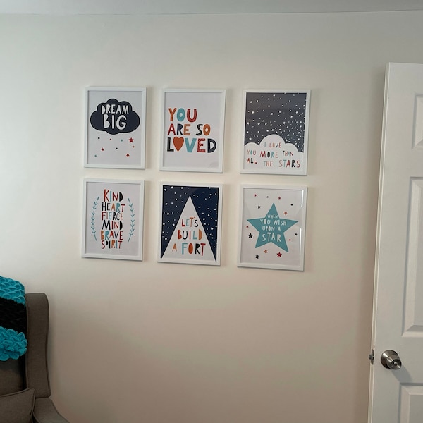 Nursery Printables, Kids Wall Art Set of 6, Playroom Wall Art, Nursery ...