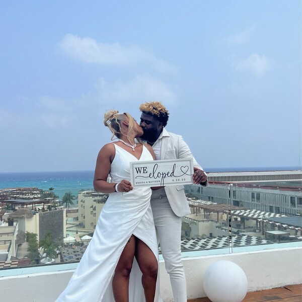 We Eloped Sign, We Eloped Wooden Wedding Signs, Elopement Announcement ...