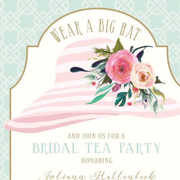 Wear A Hat Bridal Shower Invitation, Editable Printable, Digital Invite ...