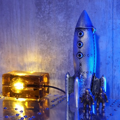 Moon Rocket Coin Bank With One Spaceman Item 924, Cast Aluminum and ...