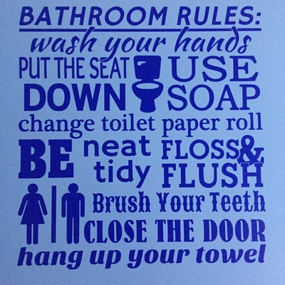 Bathroom Rules Wall Decal Sticker - Etsy