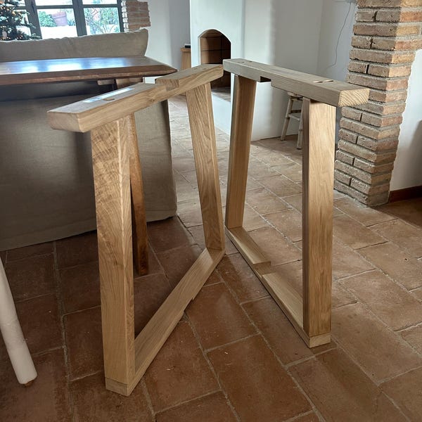 Oak Table Legs for Round Tables – Solid Wood Base 40x80mm – Fits Wood ...