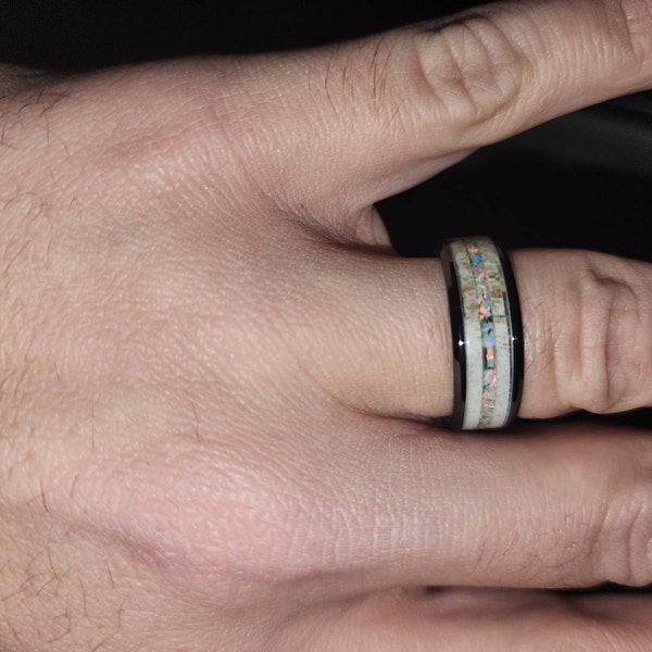 Black Ceramic Ring With Bourbon Barrel and Cross Inlay - Ring, Mens ...