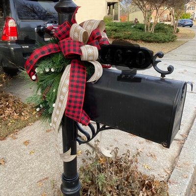 Christmas Mailbox Topper, Christmas Mailbox Swag, Rustic Christmas ...