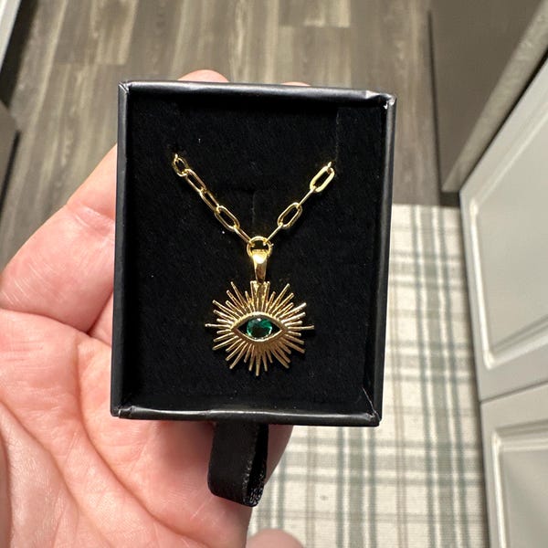 Gold Plated Dainty Evil Eye Sun Pave Necklace, Protector Necklace, Tiny ...