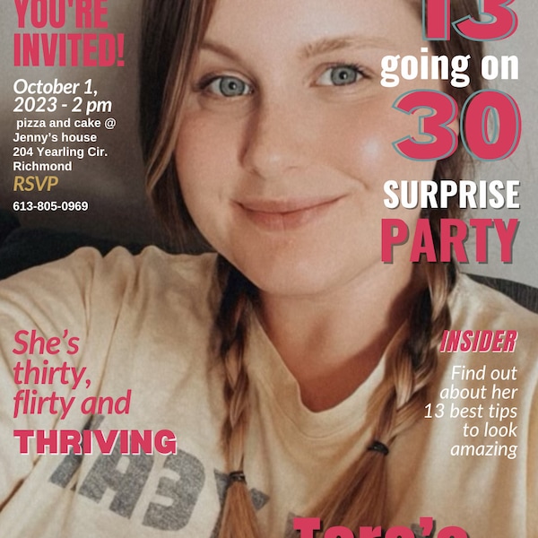 Custom Poise Magazine Cover, Personalized 30th Birthday Gift for Her ...