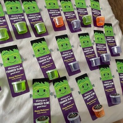 Franken-slime Halloween Treat Printable Tag, Classroom Halloween Treat ...