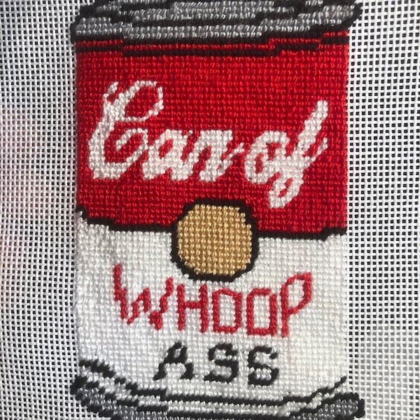 Can of Whoop Ass - Hand Painted Parody Needlepoint Canvas - Etsy