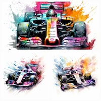 20 Formula 1 Race Cars Watercolor Clipart PNG Images, F1 Grand Prix ...