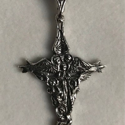 Lapis Byzantine Cross on Oxidized Sterling Silver and 18ct Gold Filled ...