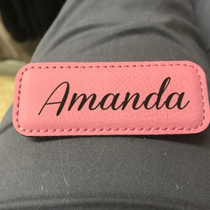 Leather Name Tag, Name Tags Magnetic, Oval Name Badge, Engraved Name ...