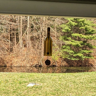 Clear Wine Bottle Wind Chime With Breast Cancer Awareness Strength ...