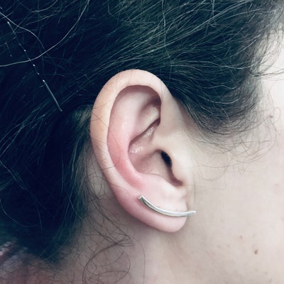 Sterling Silver Bar Ear Climbers, Minimalist Sterling Silver Ear Bars ...