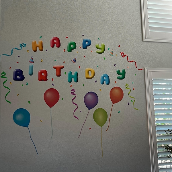 Happy Birthday Wall Decals Party Set Stickers - Peel and Stick ...