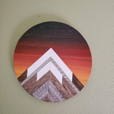 Geometric Wood Sign Wooden Wall Art Wood Mosaic Wall Art - Etsy