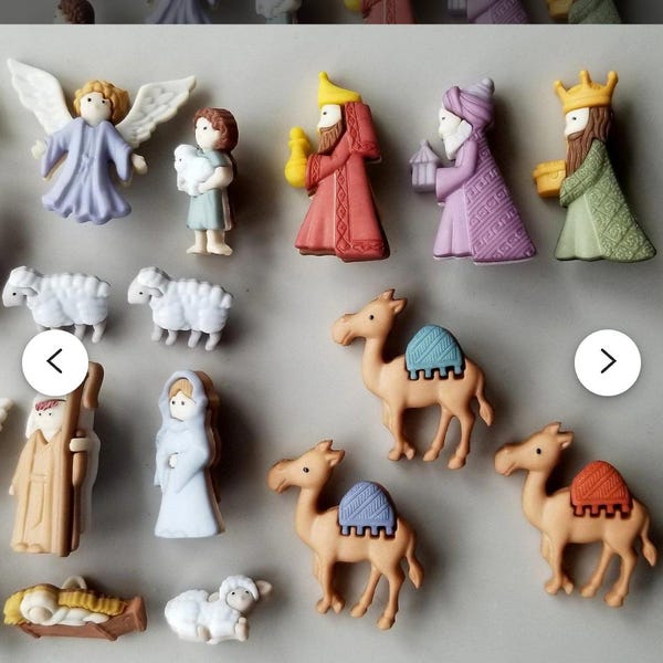 Craft Buttons NATIVITY Christmas Baby Jesus Christ Mary Joseph Three ...