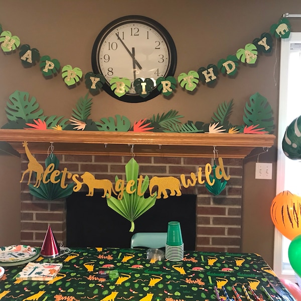 Safari Themed Happy Birthday Banner | Jungle Theme Birthday Banner ...