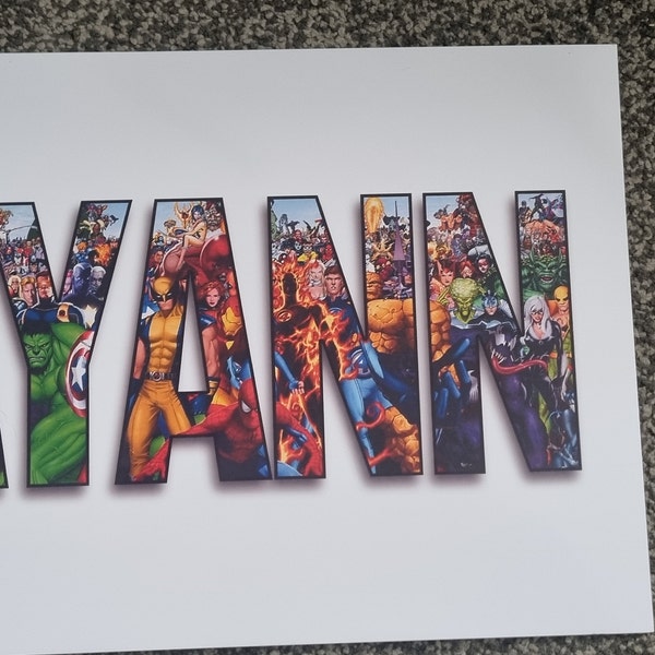 Personalised MARVEL NAME Word Art Custom Print Gift Keepsake Present ...