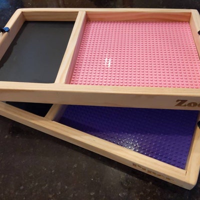 Building Block Tray W/side Tray and Chalk Board-handcrafted Wooden 16 X ...