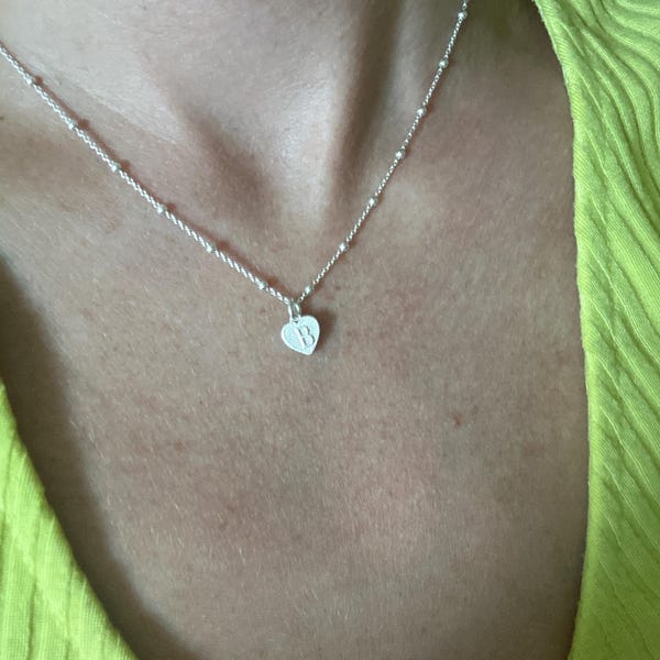 Sterling Silver Initial Necklace With Heart Charm, Gifts for Women ...