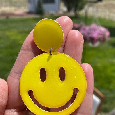 Neon Yellow Smiley Face Earrings - Etsy