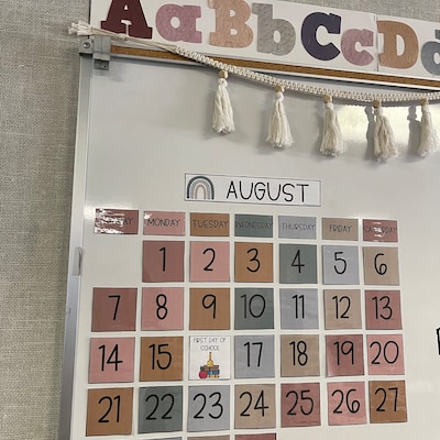 BOHO RAINBOW Classroom Calendar & Weather Display Editable Neutral ...