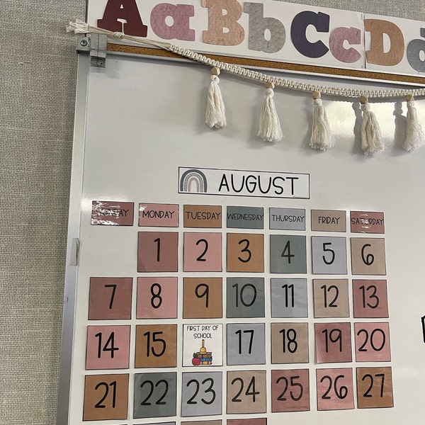 BOHO RAINBOW Classroom Calendar & Weather Display | Editable | Neutral ...