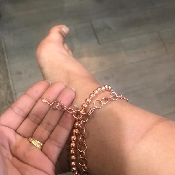 Natural Copper Ankle Bracelet Handmade Copper Anklet With Optional ...