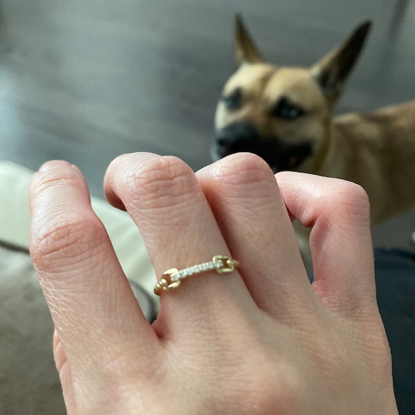 14k Gold Rope Braid Stack Ring With Micro Pave Diamonds - Handcrafted ...