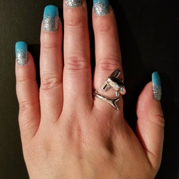 Hammerhead Shark Ring Sterling Silver Shark Ring Size Adjustable ...