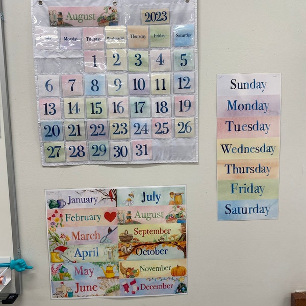 Watercolor Calendar Kit Bundle; Nature Themed Classroom Calendar ...