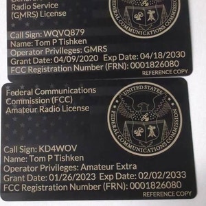 GMRS Radio Card ID, Gift for GMRS Operator, License, Multi-layer ...