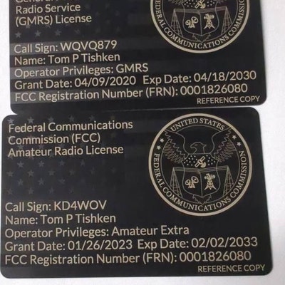 GMRS Radio Card ID, Gift for GMRS Operator, License, Multi-layer ...