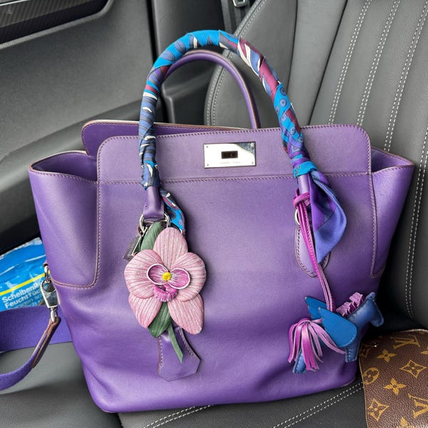 Genuine Leather Flower Bag Charm Chuvash, Handbag Charm,purse Charms ...