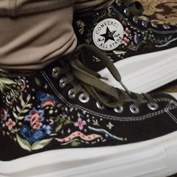 Embroidered Converse/embroidered Sneakers Fairy Flower Garden/custom ...