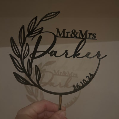 Personalized Wedding Cake Topper, Custom Couples Script Cake Topper for ...