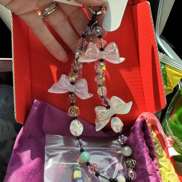 Classic Crystal Bag Charm Gift, Cherry Bag Chain, Heart and Cherry ...