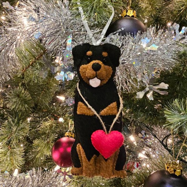 Rottweiler Dog Ornament Felt Rottie American Rottweiler Police Dog ...