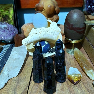 Mystic Merlinite Stone Indigo Gabbro Wand Obelisks Point One - Etsy