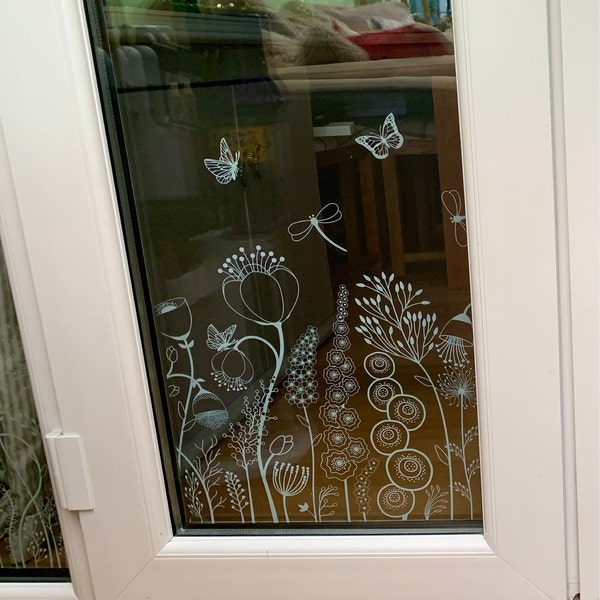 2x Retro Flower Window Cling Corners Summer Floral Decorative Window ...