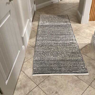 Handwoven Wool Rug Runner, Black White Wool Runner Rug, Entryway ...