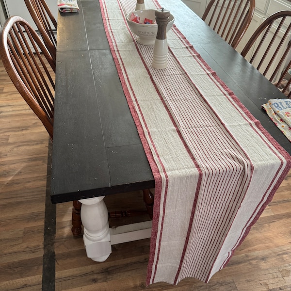 French Style Linen Table Runner, Striped Linen Table Runner ...
