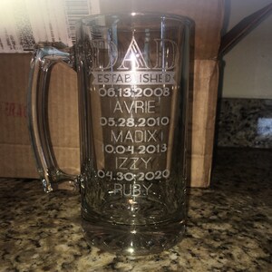 Personalized Dad Beer Mug With dad Established Engraving - Etsy