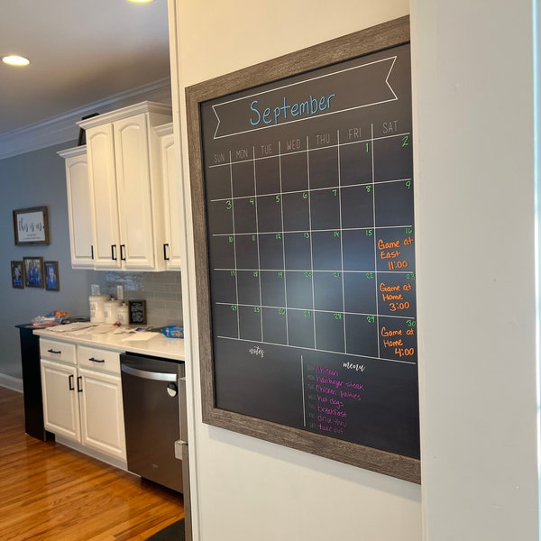 Minimalist Dry Erase Chalkboard Calendar W/ Customized Bottom Boxes - Etsy