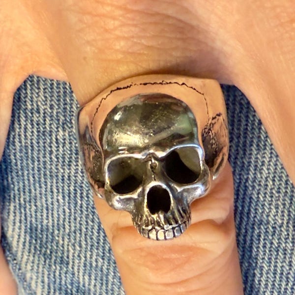 Skull Ring, Sterling Silver Keith Richards Skull Ring, Anatomical Skull ...
