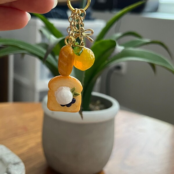 Blueberry Lemon Toast Keychain | Resin Keychain | Food Keychain ...