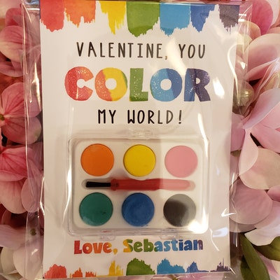 Valentine Cards for Kids, PRINTED Color My World Valentines, Valentine ...