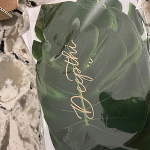 Tropical Palm Leaf Name Tags Handwritten Monstera Names With Hole Punch ...